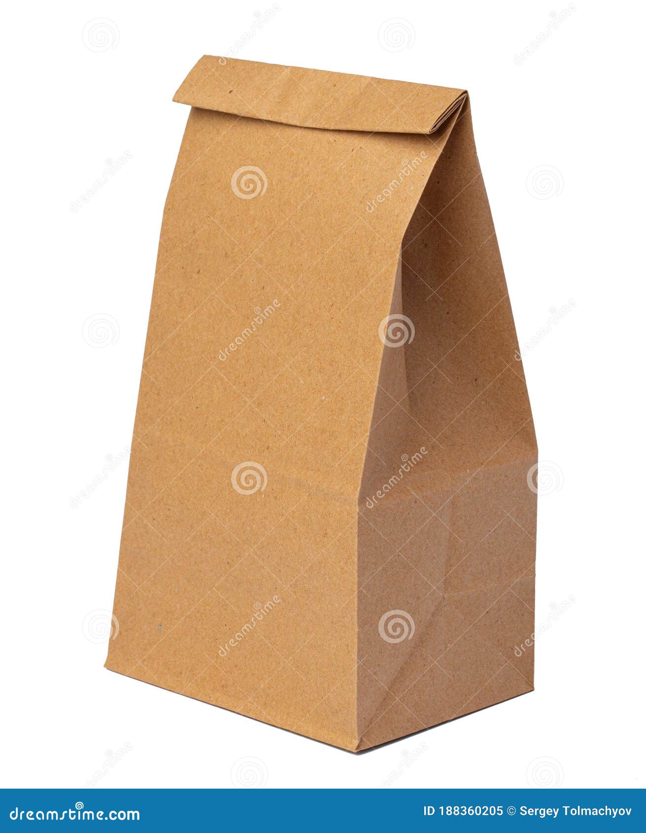 Craft Paper Package for Food on White Background Stock Image - Image of ...