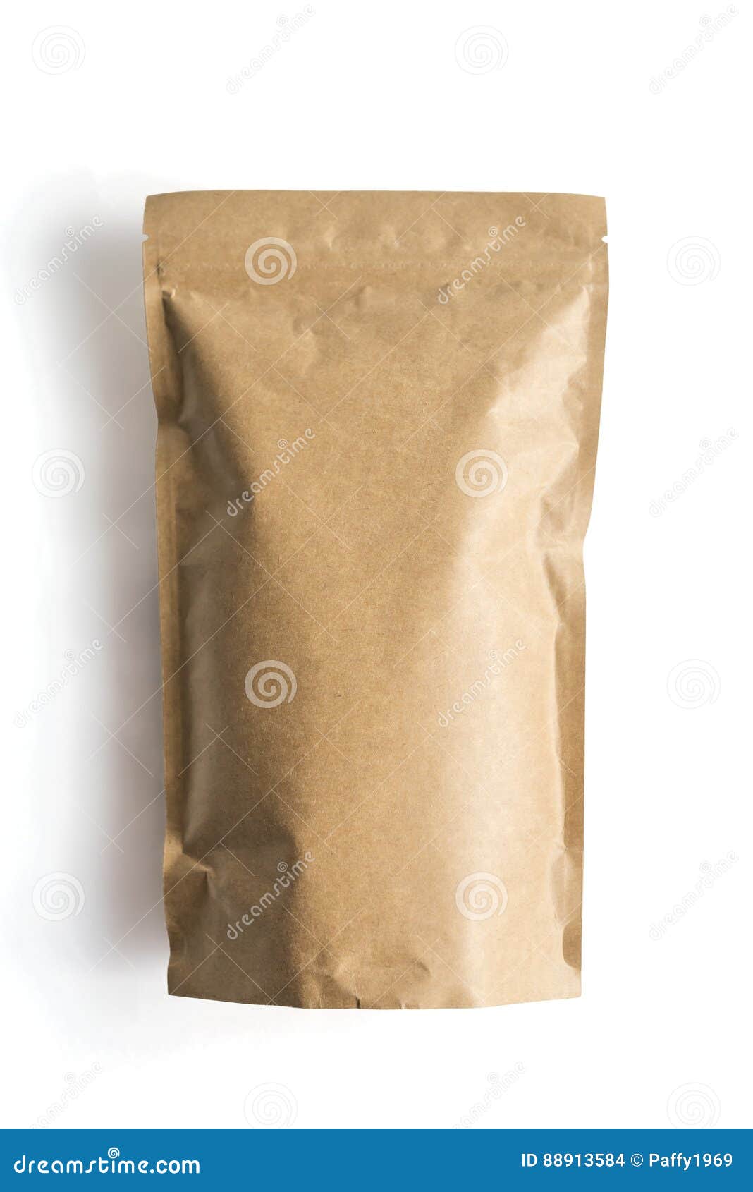 Craft Paper Pouch Bag Front View Isolated on White Background Stock ...
