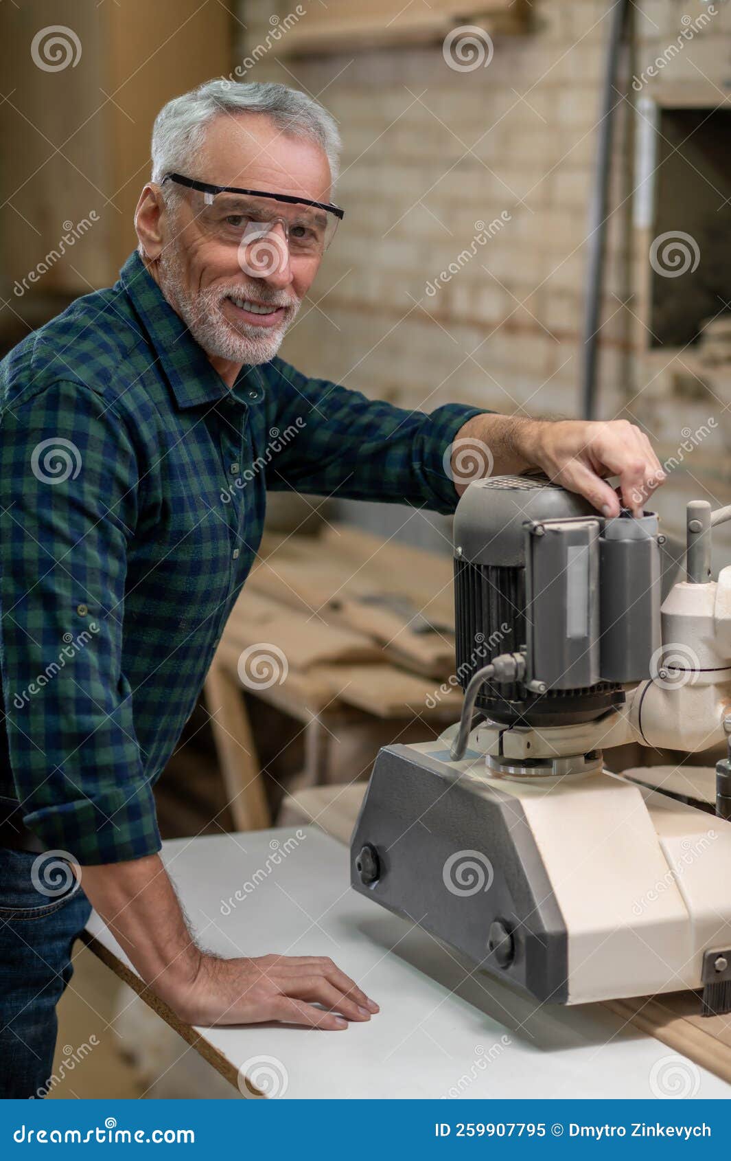 Craft Person Working with Wood in a Workshop Stock Image - Image of ...