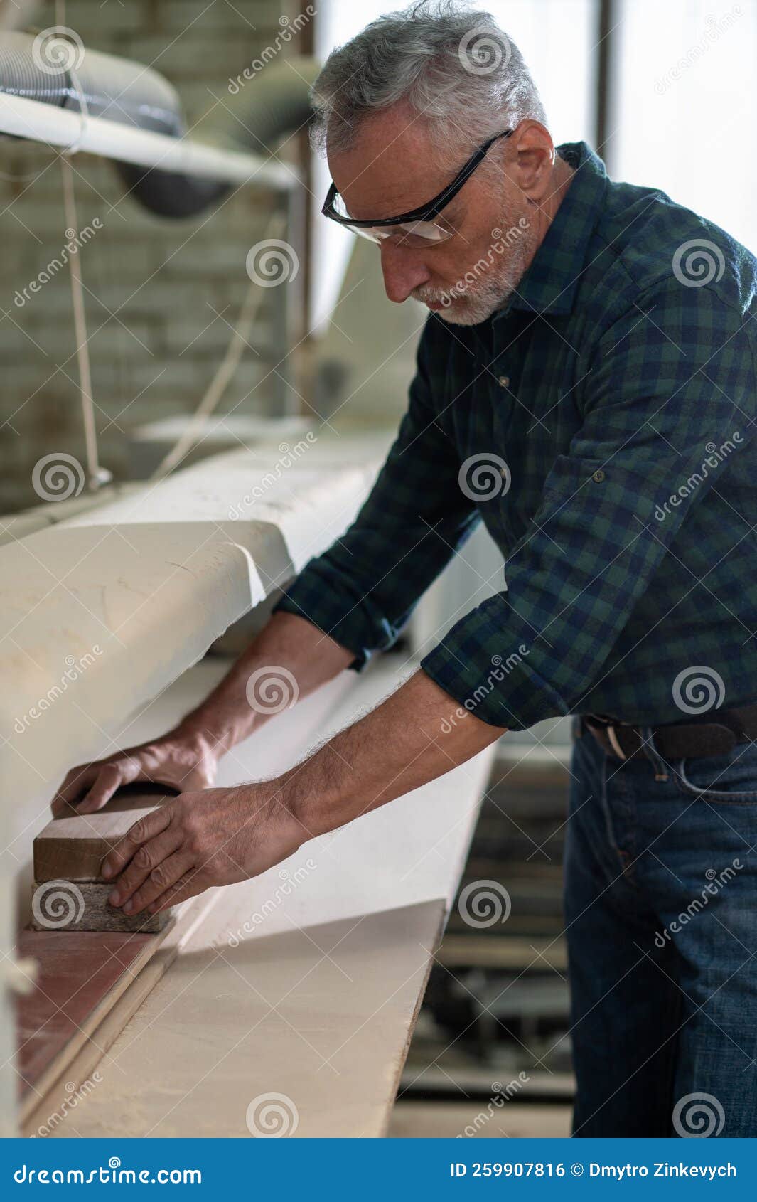 Craft Person Working with Wood in a Workshop Stock Photo - Image of ...