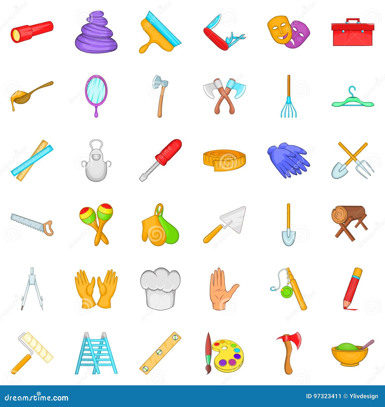 Craft Tool Icons Set, Cartoon Style Stock Vector - Illustration of ...