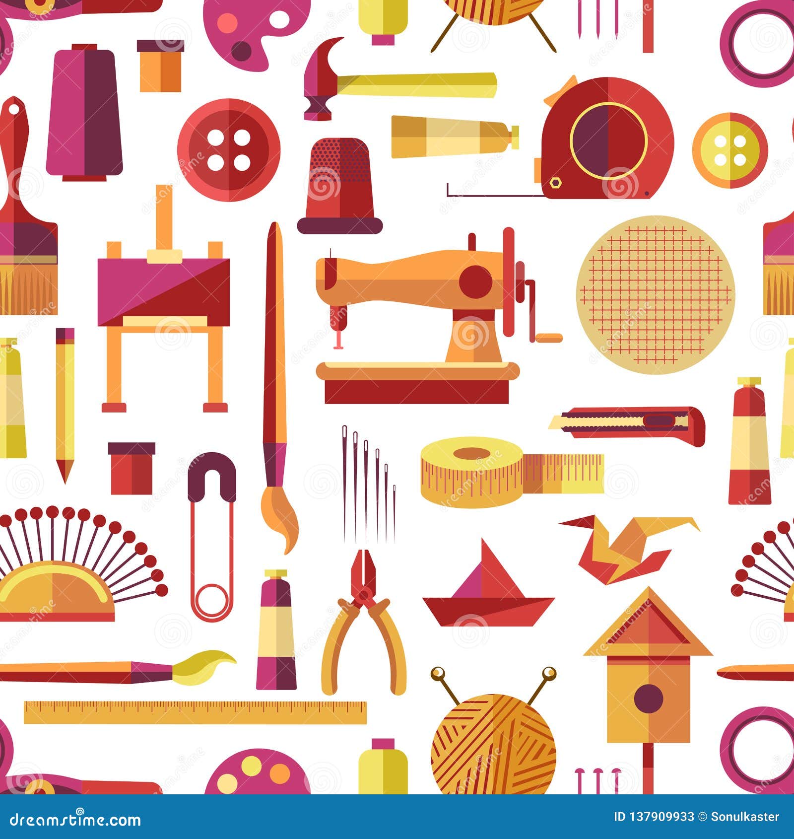 Craft Tools and Handmade Instruments, Hobby Items Vector. Stock Vector ...