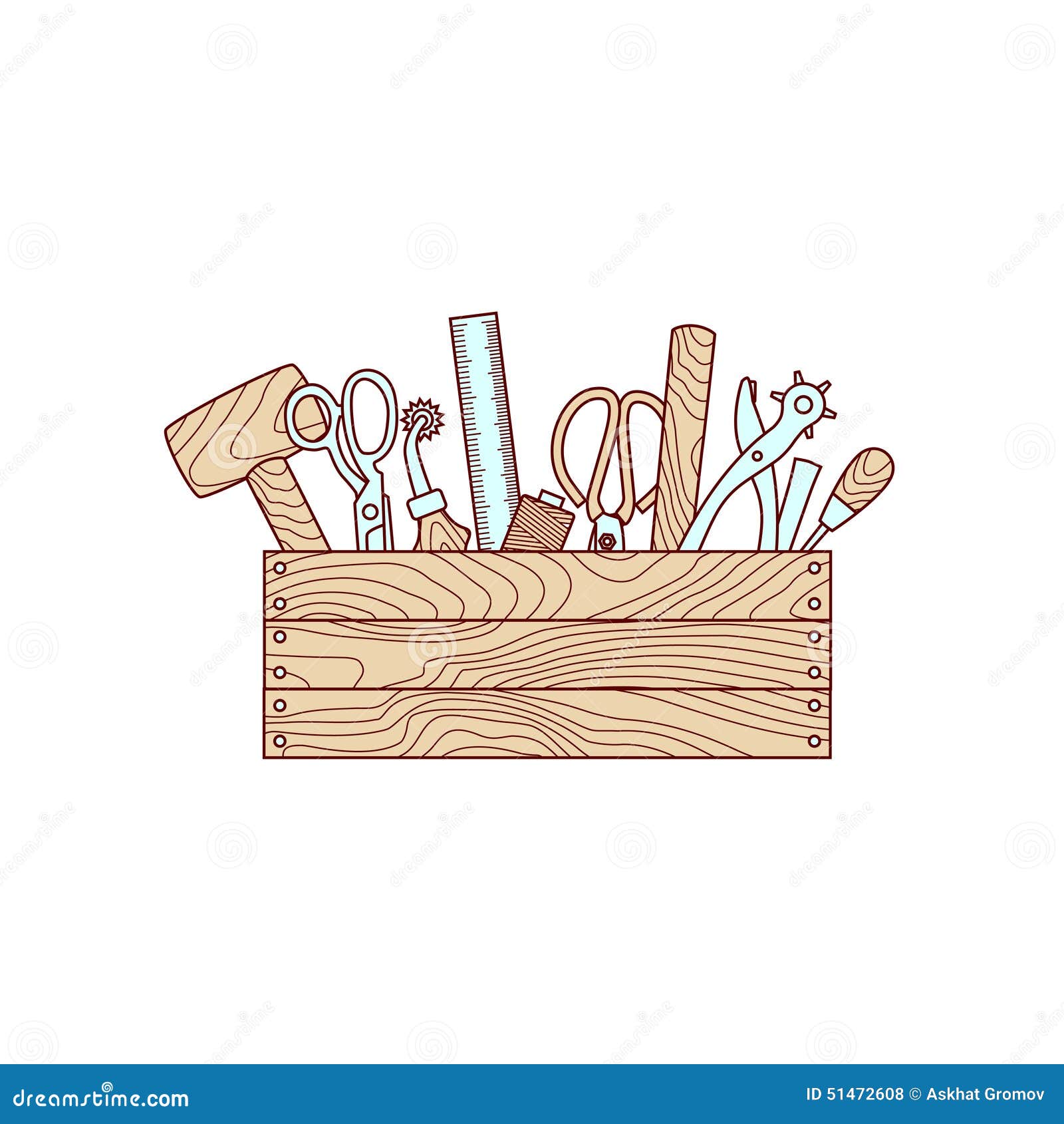 Craft Tools in Toolbox Vector Illustration Stock Vector - Illustration ...