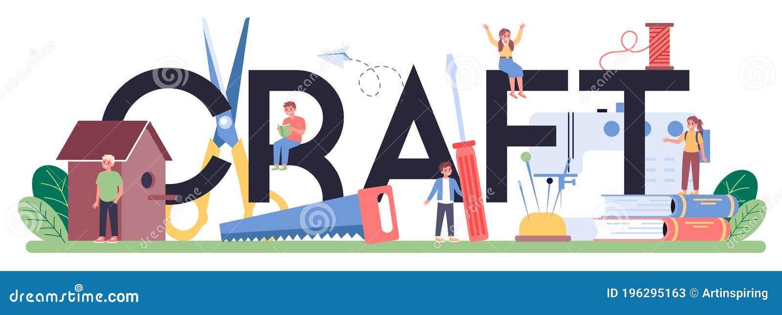 Craft Typographic Header. Student Holding Art Tools Stock Vector ...