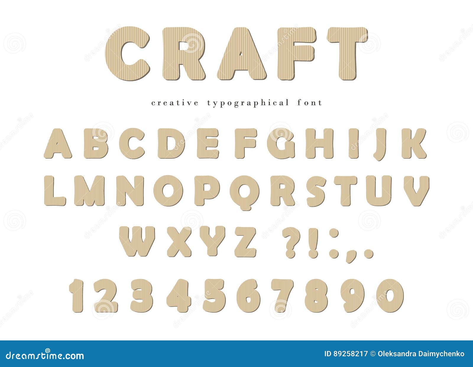 Craft Typographical Font. Cardboard ABC Letters and Numbers Isolated on ...