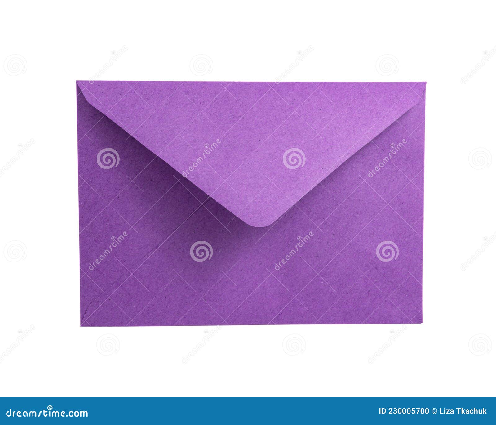 Craft Violet Paper Envelope for Mail Isolated on the White Background ...