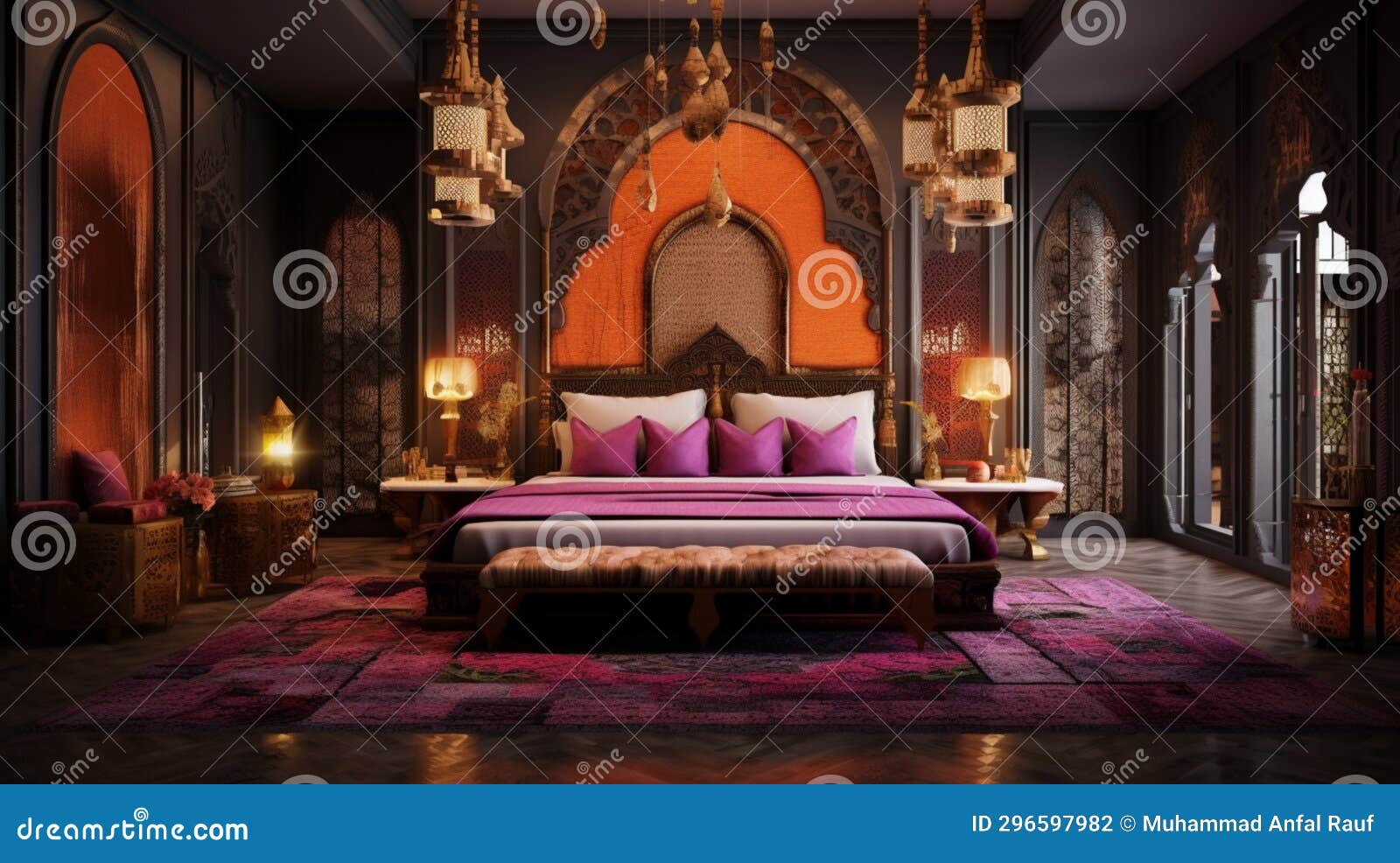Craft a Visual Masterpiece of a Luxurious, Colorful Bedroom Filled with ...