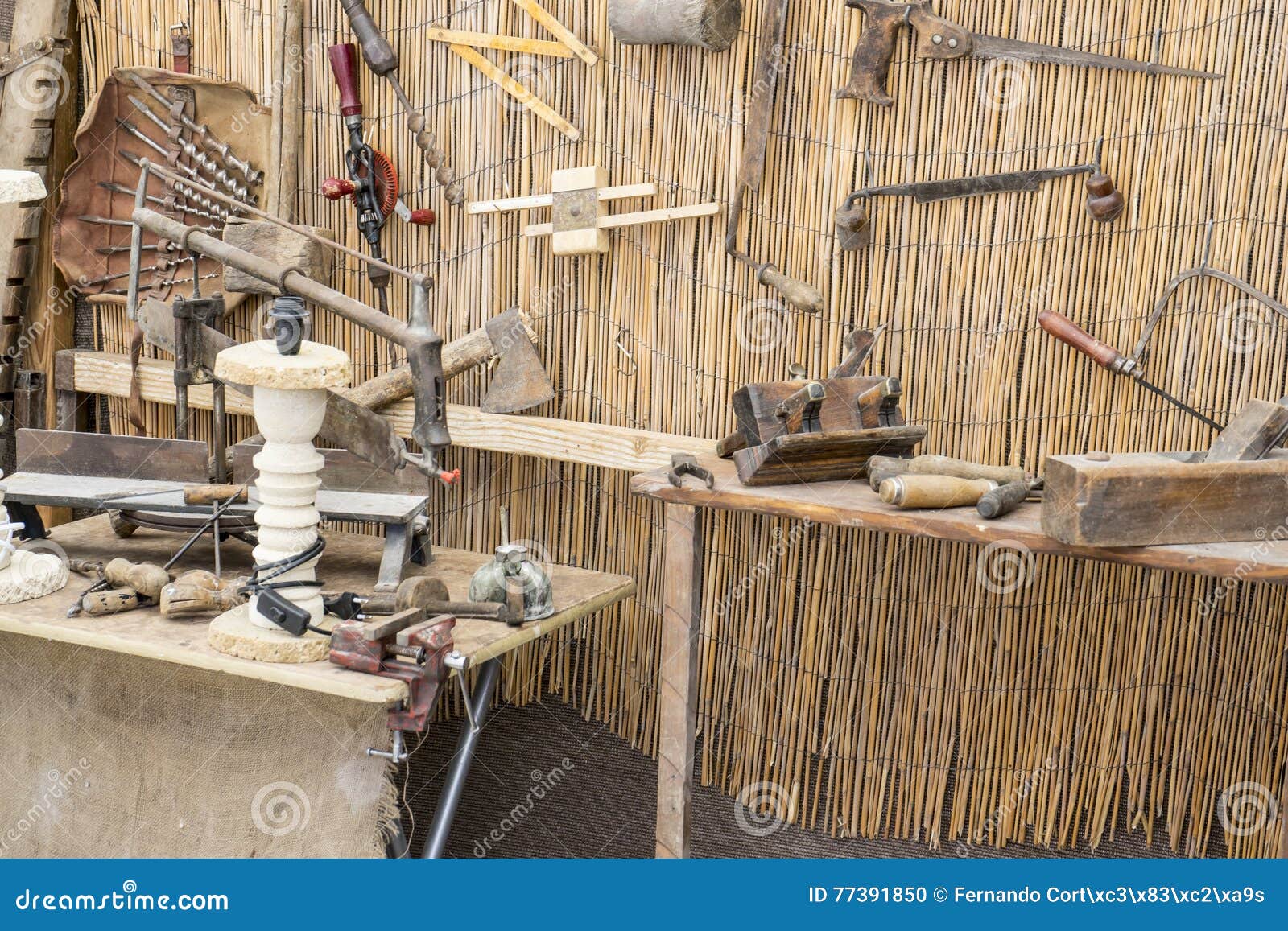 Craft Workshop Traditional Tools Sculptor, Wood, Hammers and Chi Stock ...