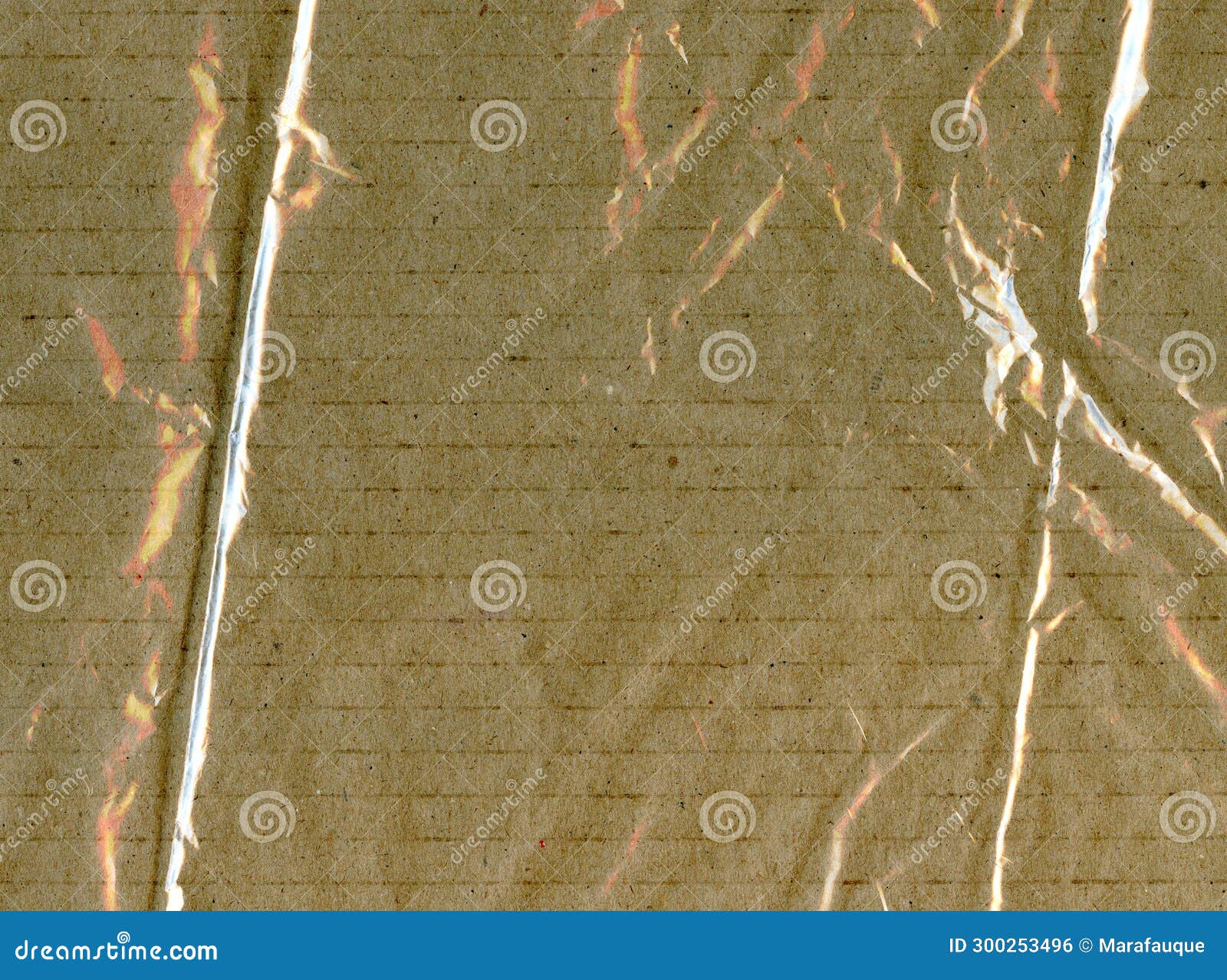 Crafted Cardboard with Plastic Wrap. Rustic Plastic Bag on Crafted Card ...