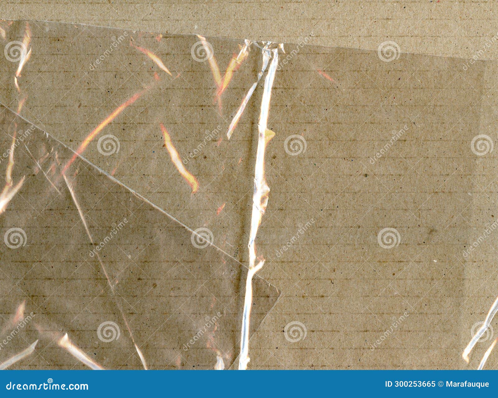 Crafted Cardboard with Plastic Wrap. Rustic Plastic Bag on Crafted Card ...