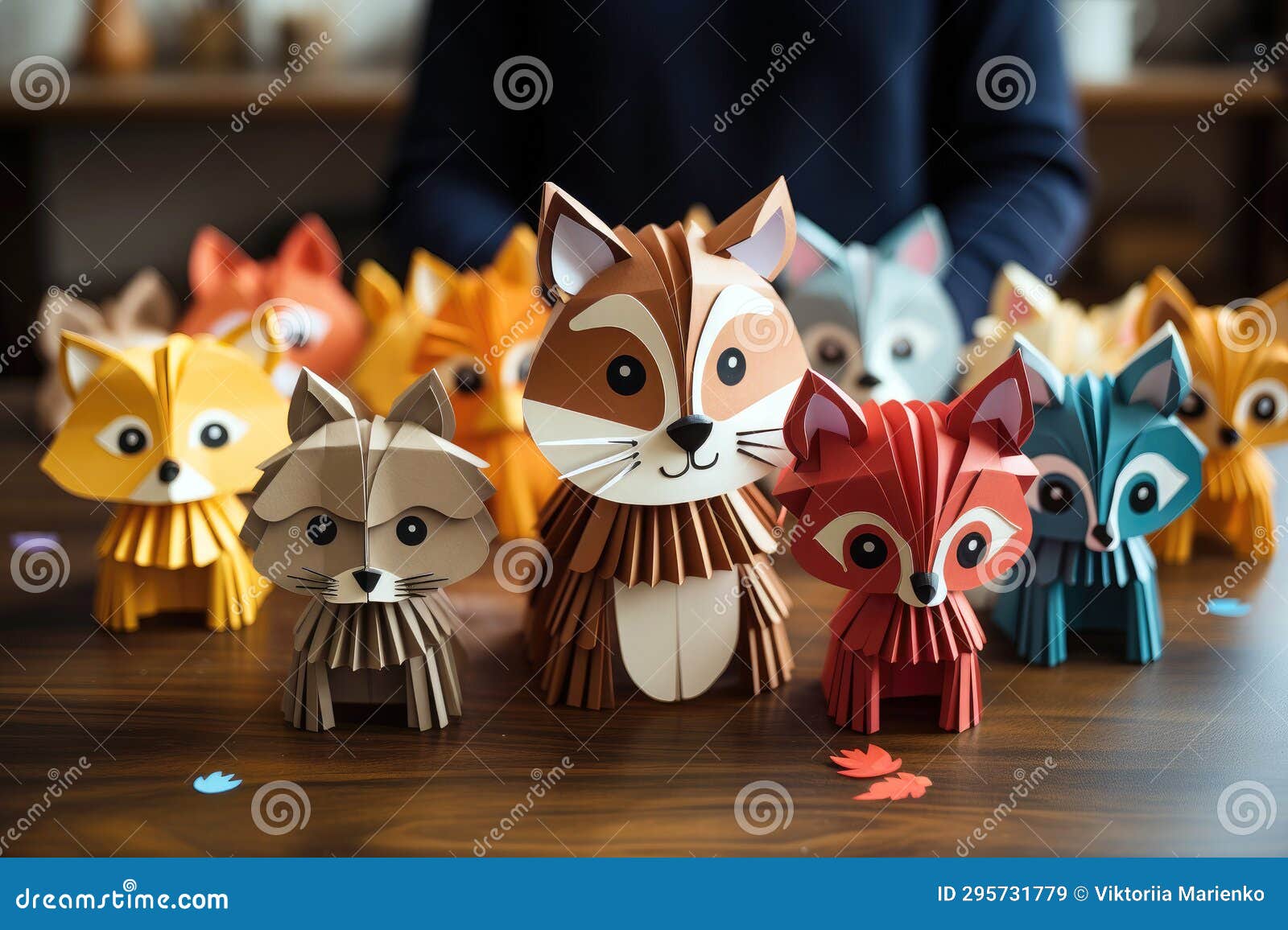 Crafting Colorful Paper Animals on the Table Stock Illustration ...