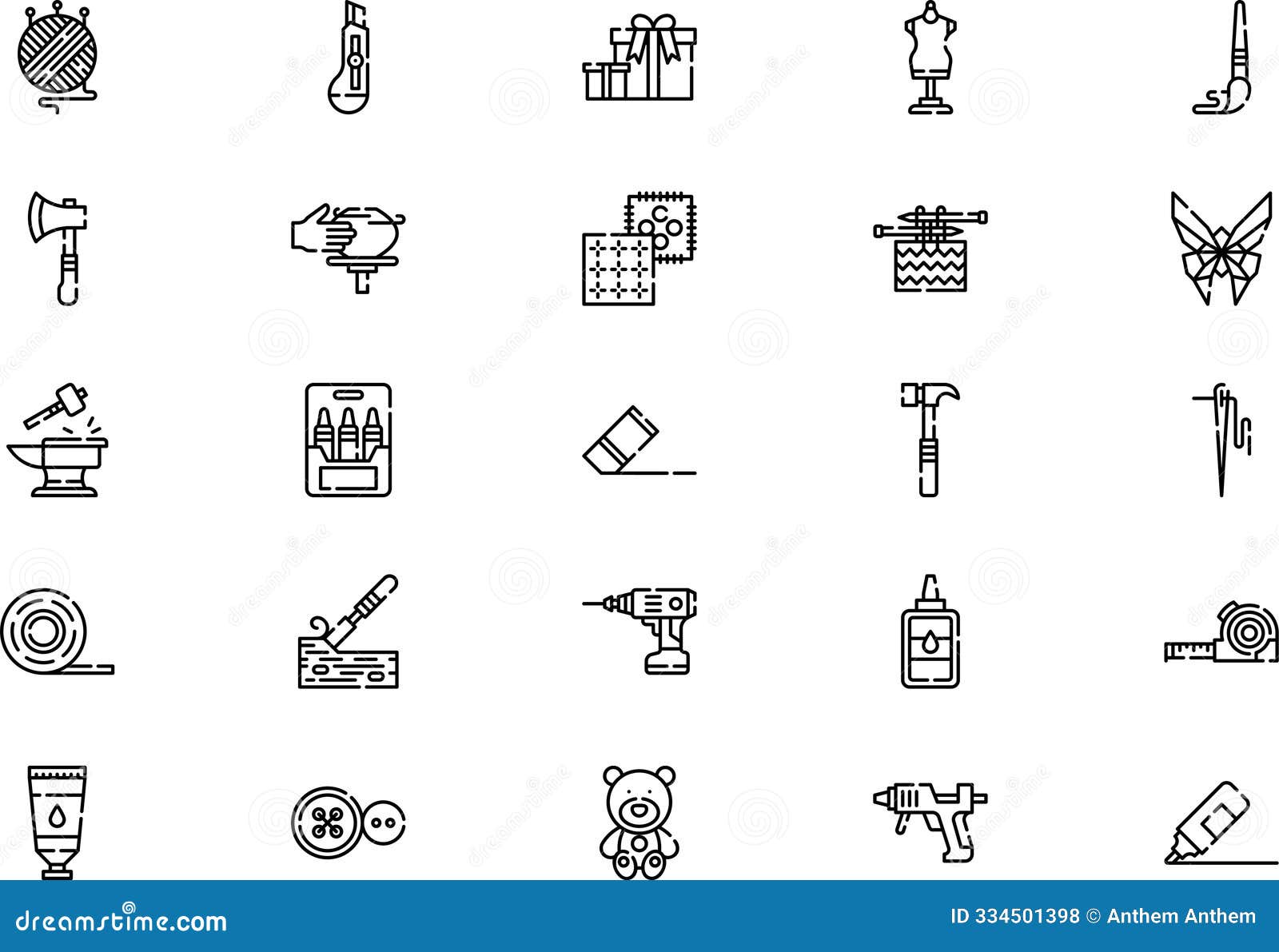 Crafting Icons Collection is a Vector Illustration with Editable Stroke ...