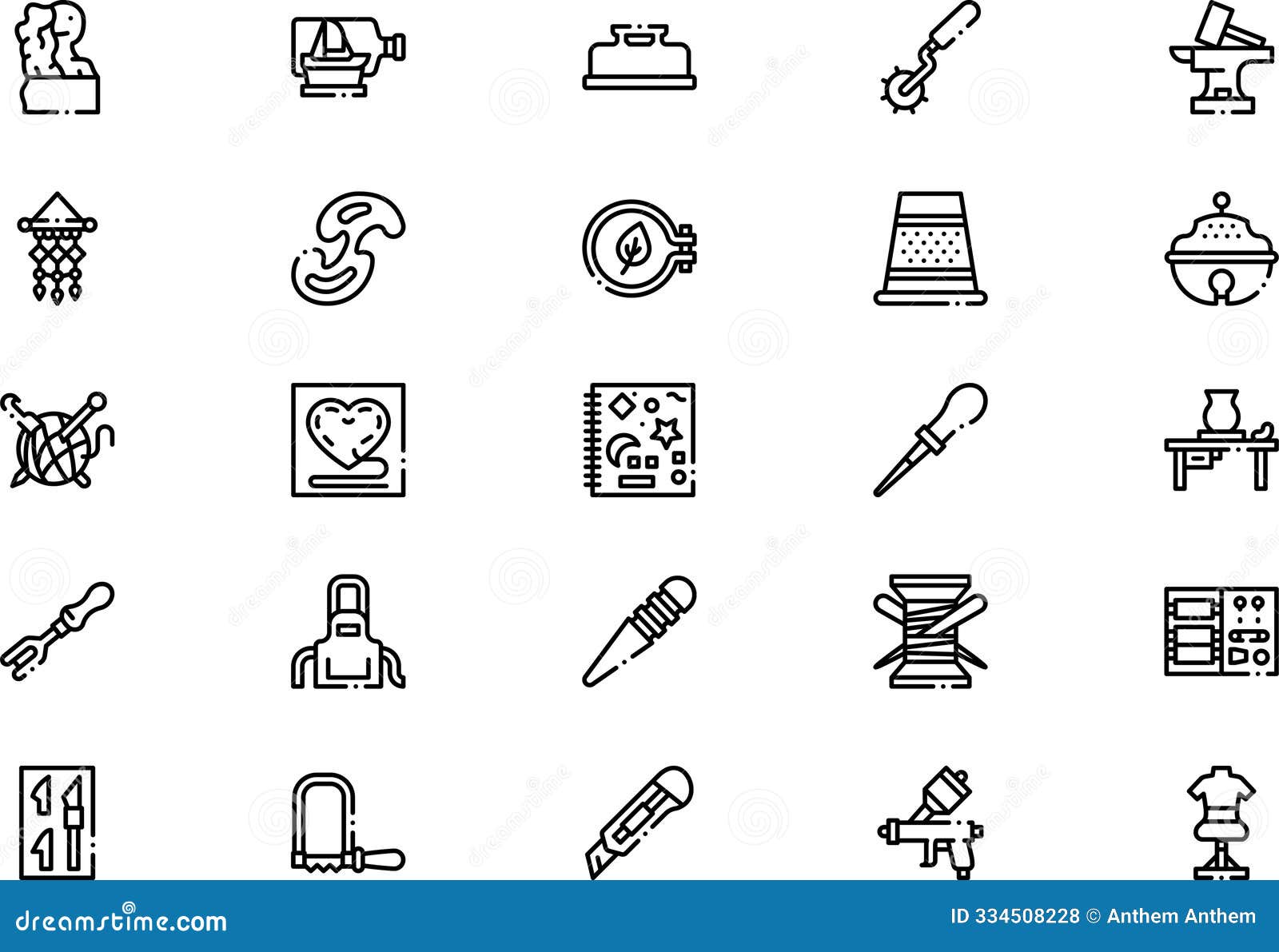 Crafting Icons Collection is a Vector Illustration with Editable Stroke ...