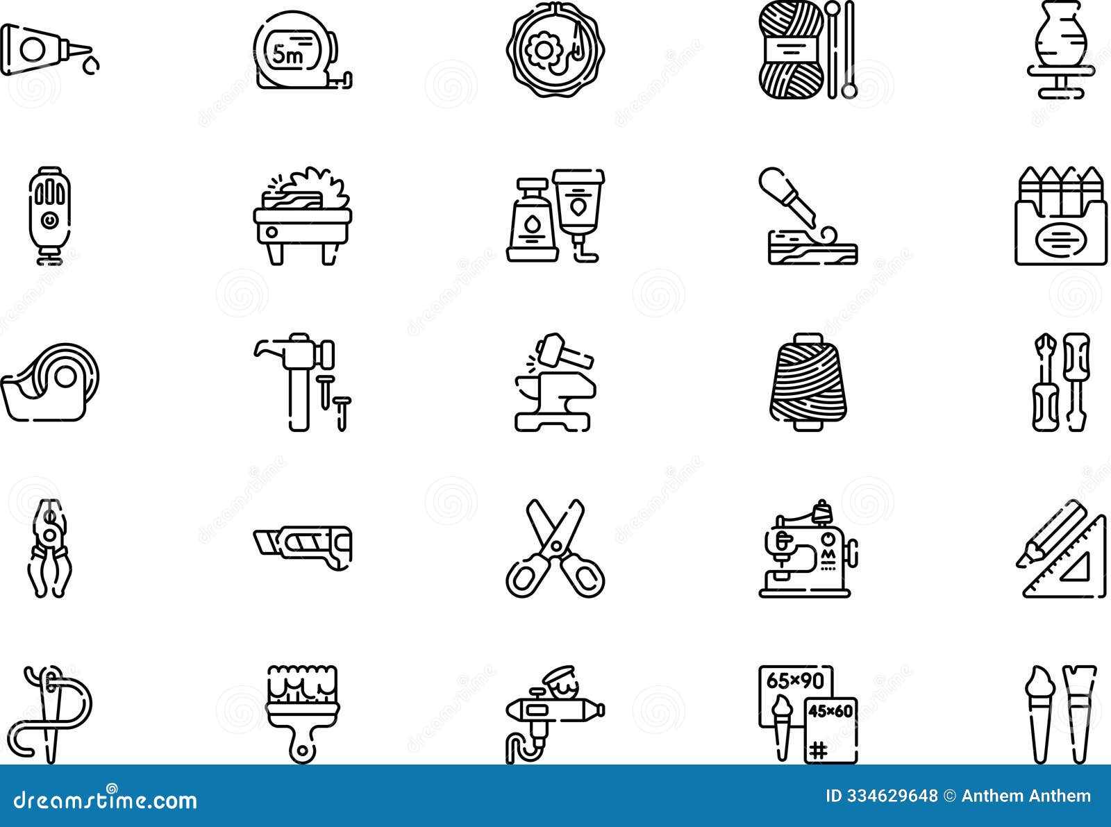 Crafting Icons Collection is a Vector Illustration with Editable Stroke ...