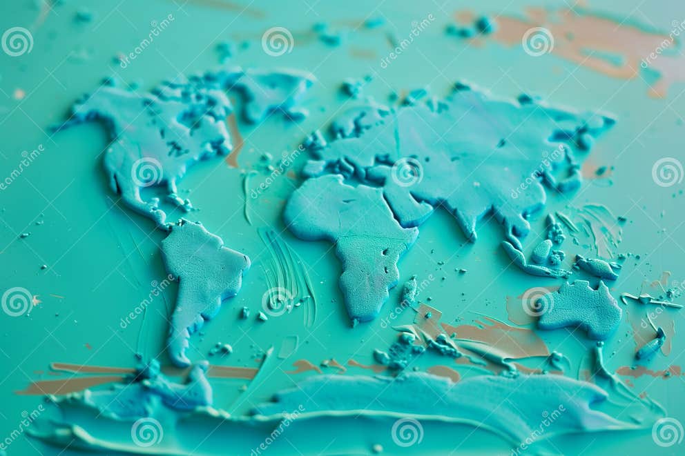 Crafting a Plasticine Map of the World on a Flat Surface Stock Image ...