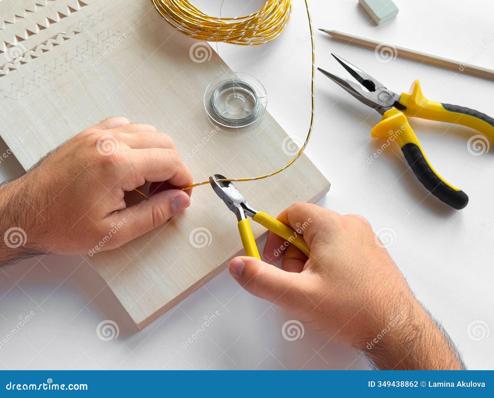 Crafting with Precision. Hand Tools and Wire for Diy Projects Stock ...