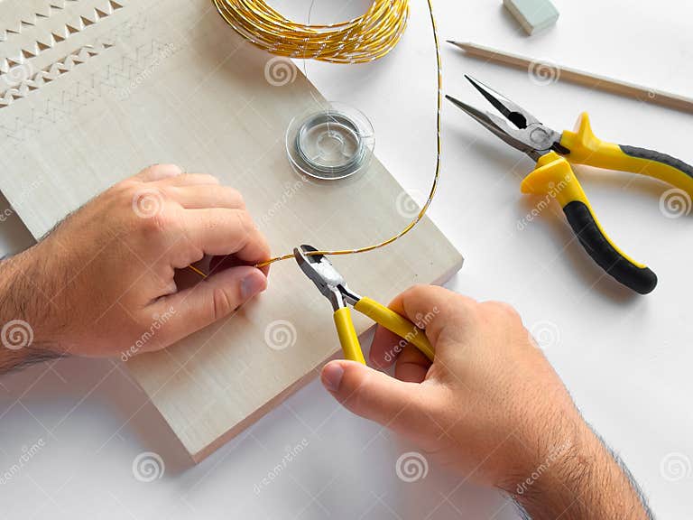 Crafting with Precision. Hand Tools and Wire for Diy Projects Stock ...