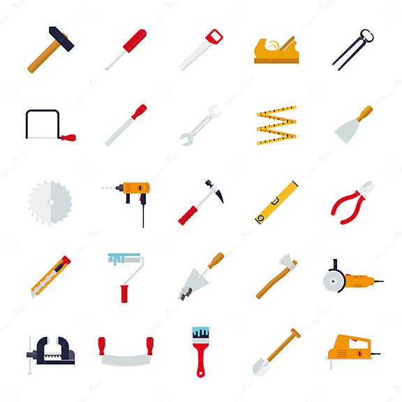 Crafting Tools Flat Design Vector Icons Collection Stock Vector ...