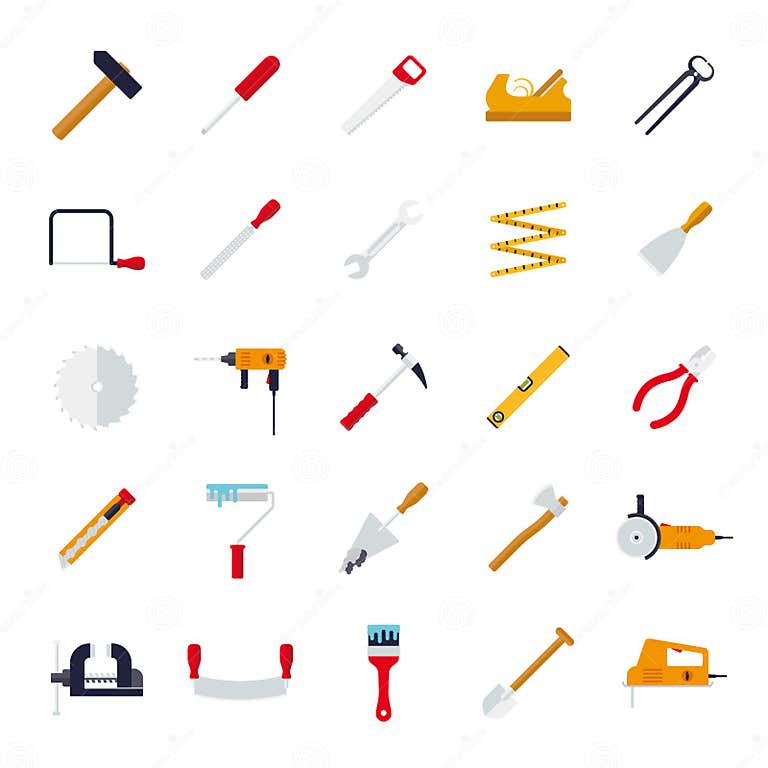 Crafting Tools Flat Design Vector Icons Collection Stock Vector ...