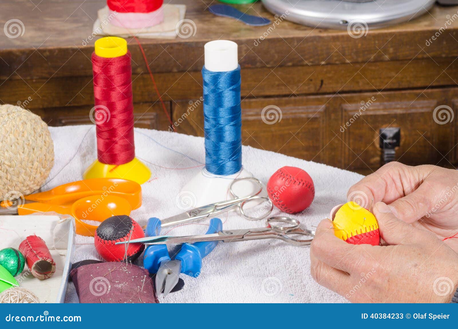 Crafting Traditional Sport Balls Stock Image - Image of tools, handmade ...