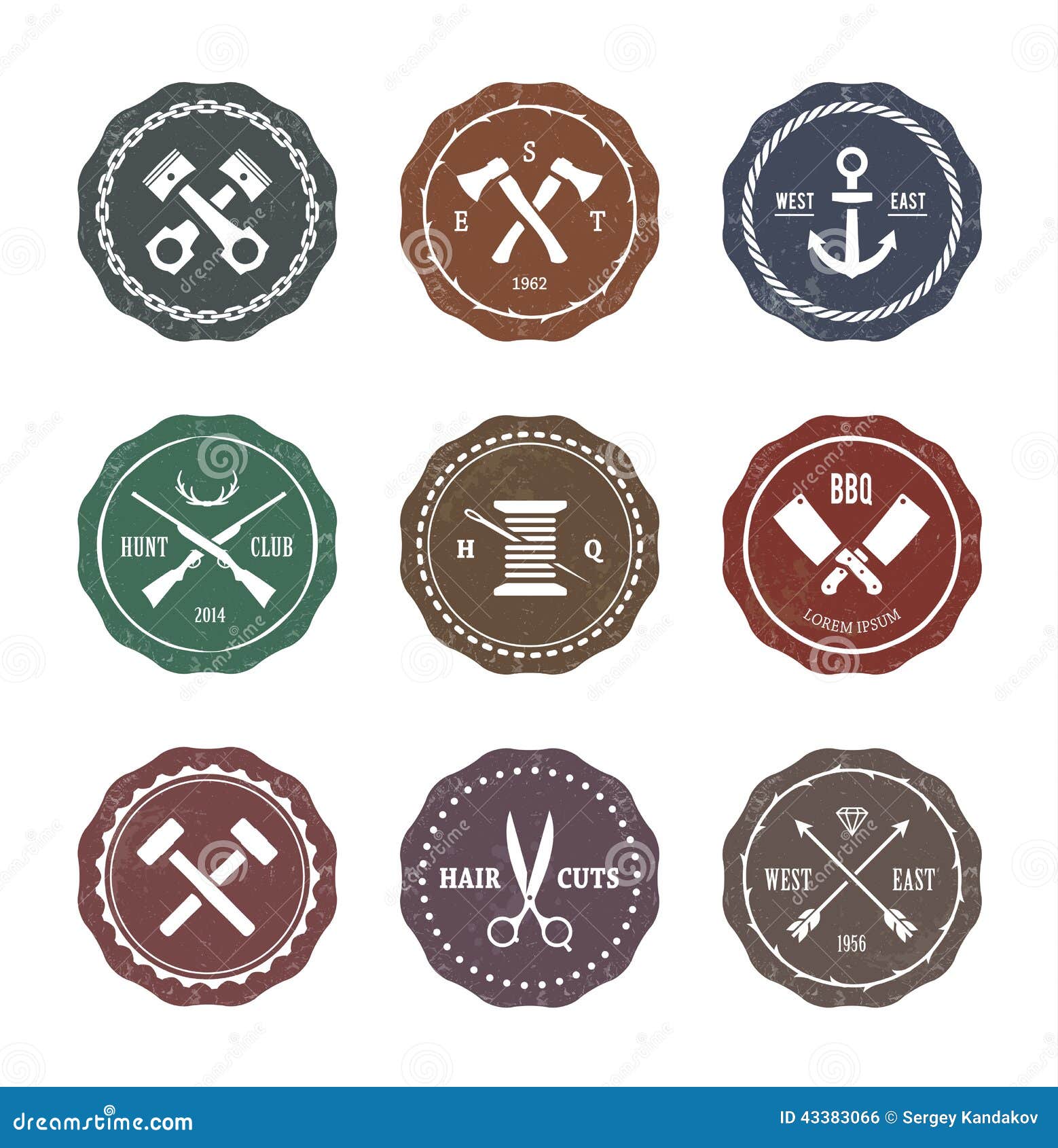 Crafts Emblems Vector Set stock vector. Illustration of insignia - 43383066