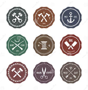 Crafts Emblems Vector Set stock vector. Illustration of insignia - 43383066