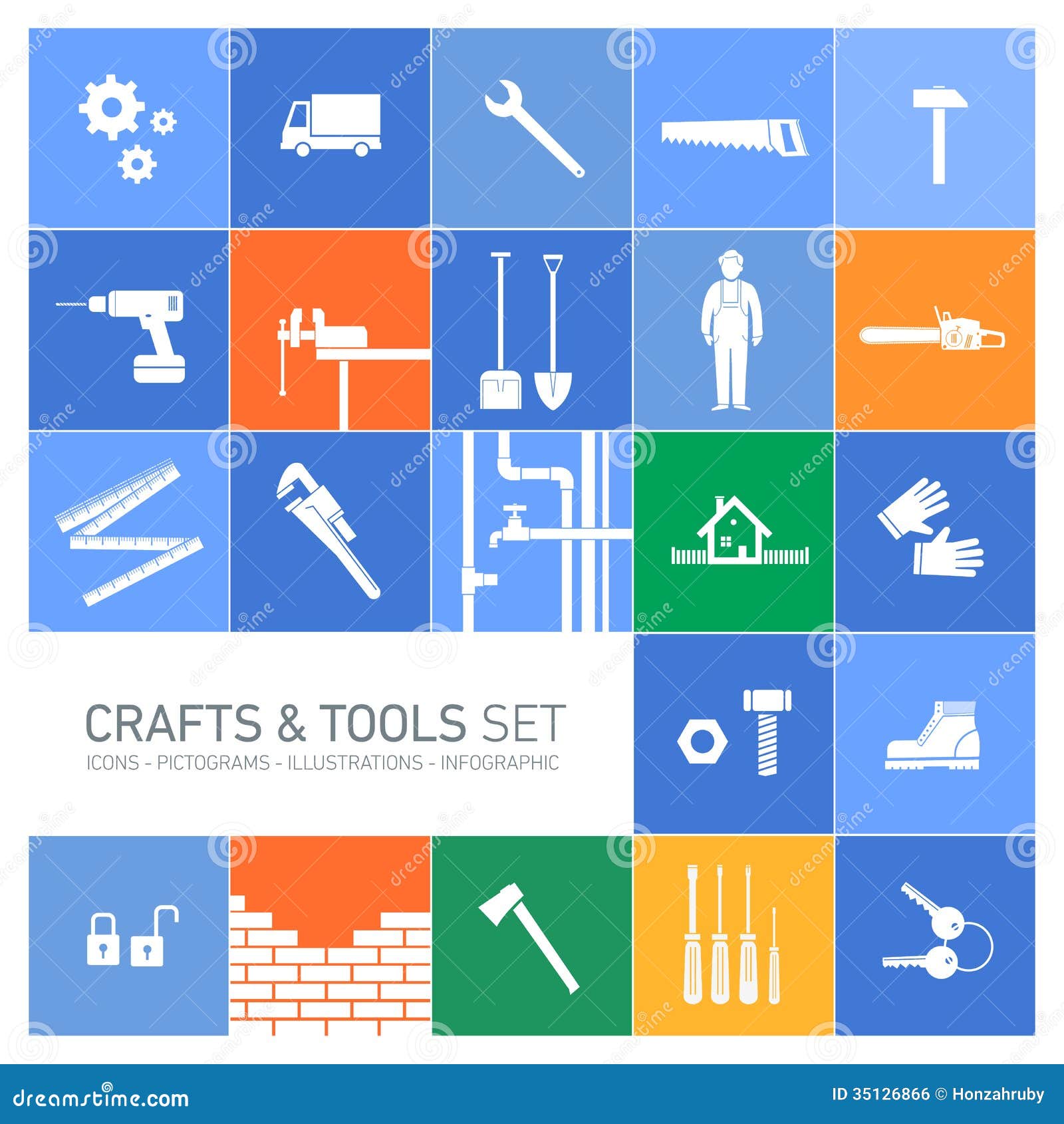 Crafts and tools icon set stock illustration. Illustration of engineer ...