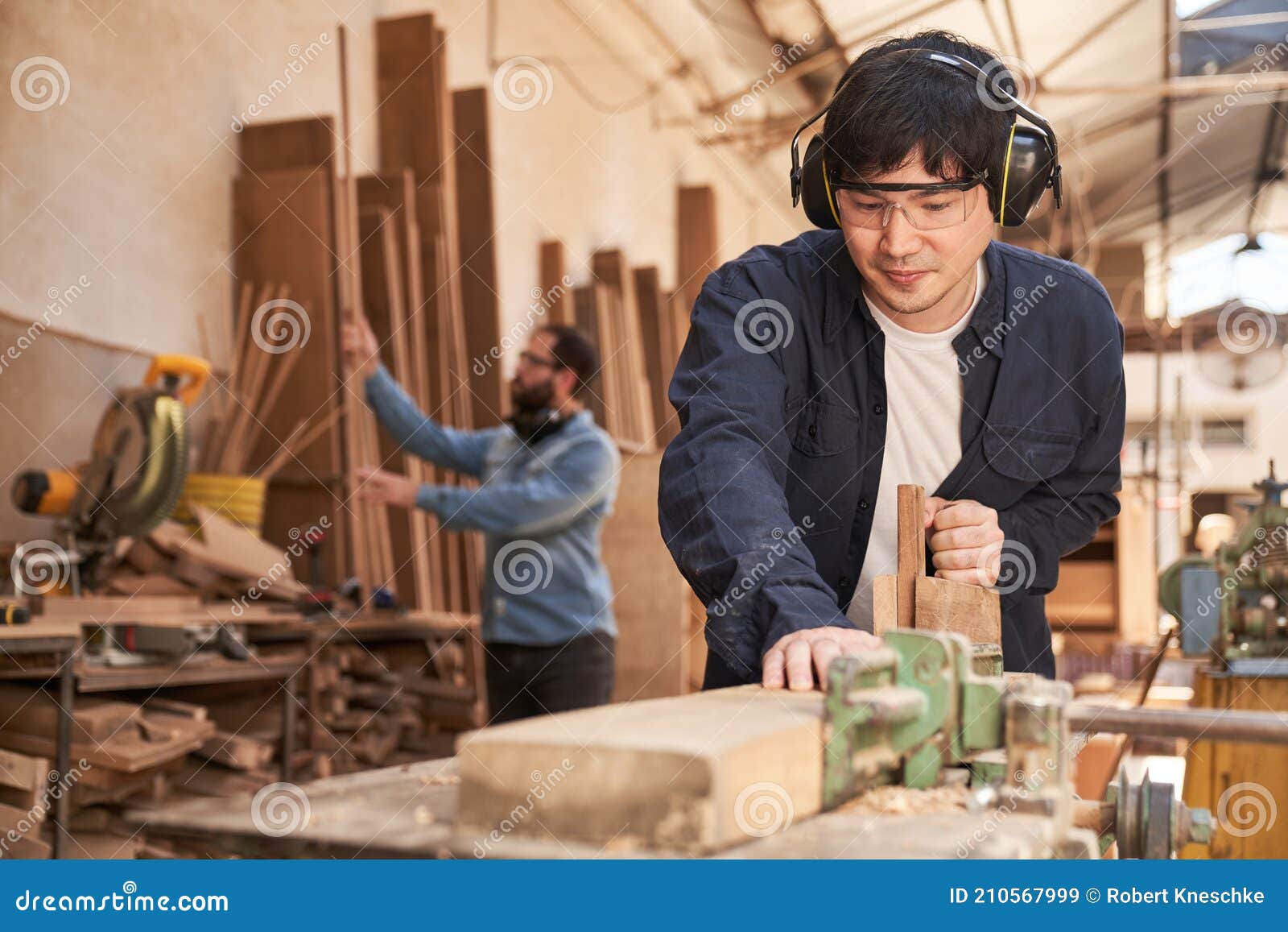 Craftsman Apprentice at the Planer Stock Image - Image of learn ...