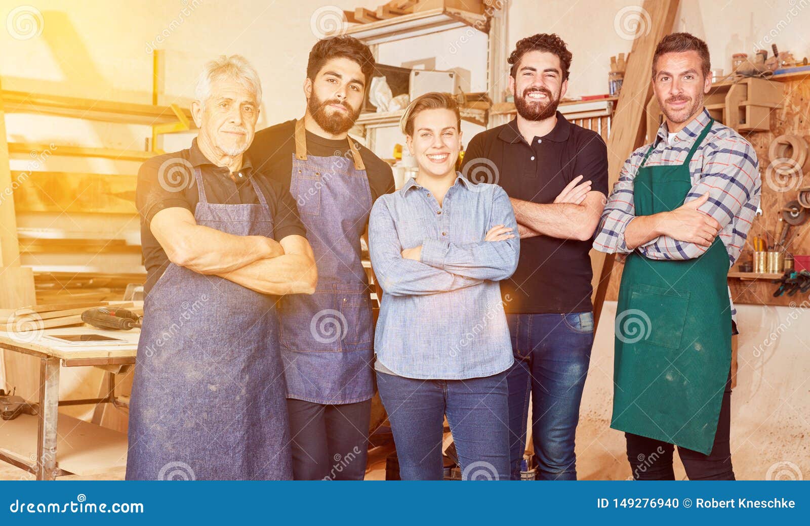 Craftsman Apprentices with Master Carpentry Stock Photo - Image of ...
