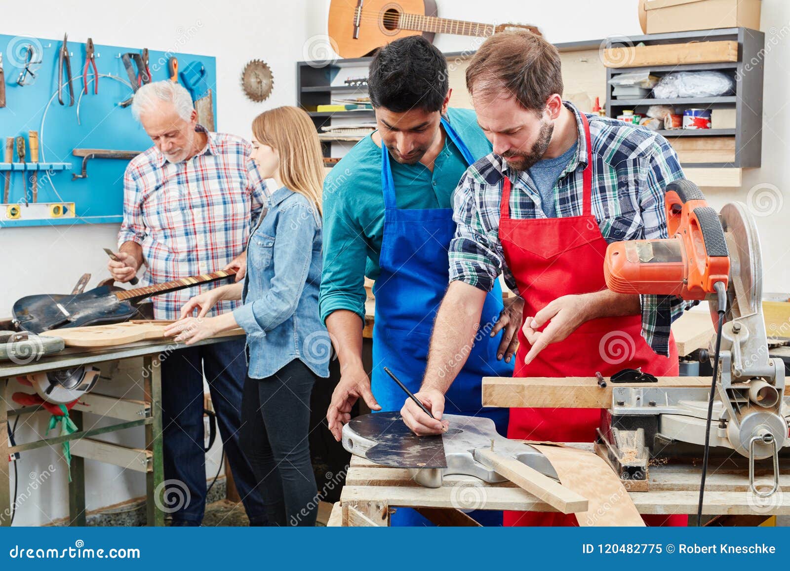 Craftsman and Apprentices Working Together Stock Image - Image of ...