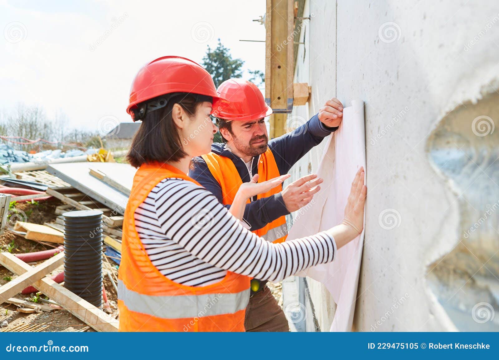 Craftsman and Architect on the Construction Site Stock Image - Image of ...