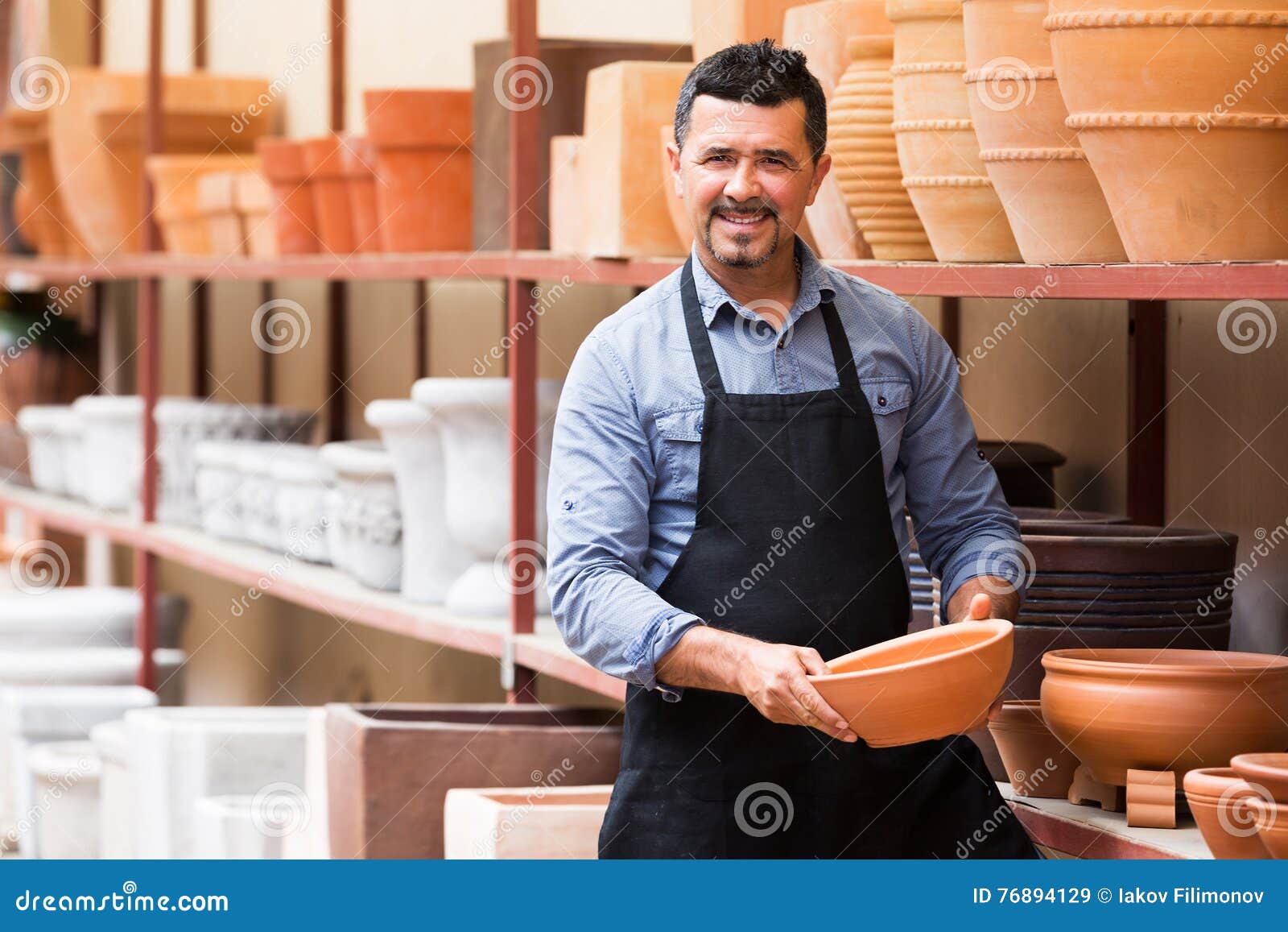 Craftsman with Ceramic Crockery Stock Image - Image of portrait ...