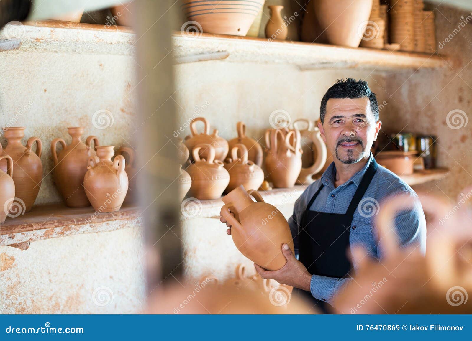 Craftsman with Ceramic Crockery Stock Image - Image of cotta, artist ...