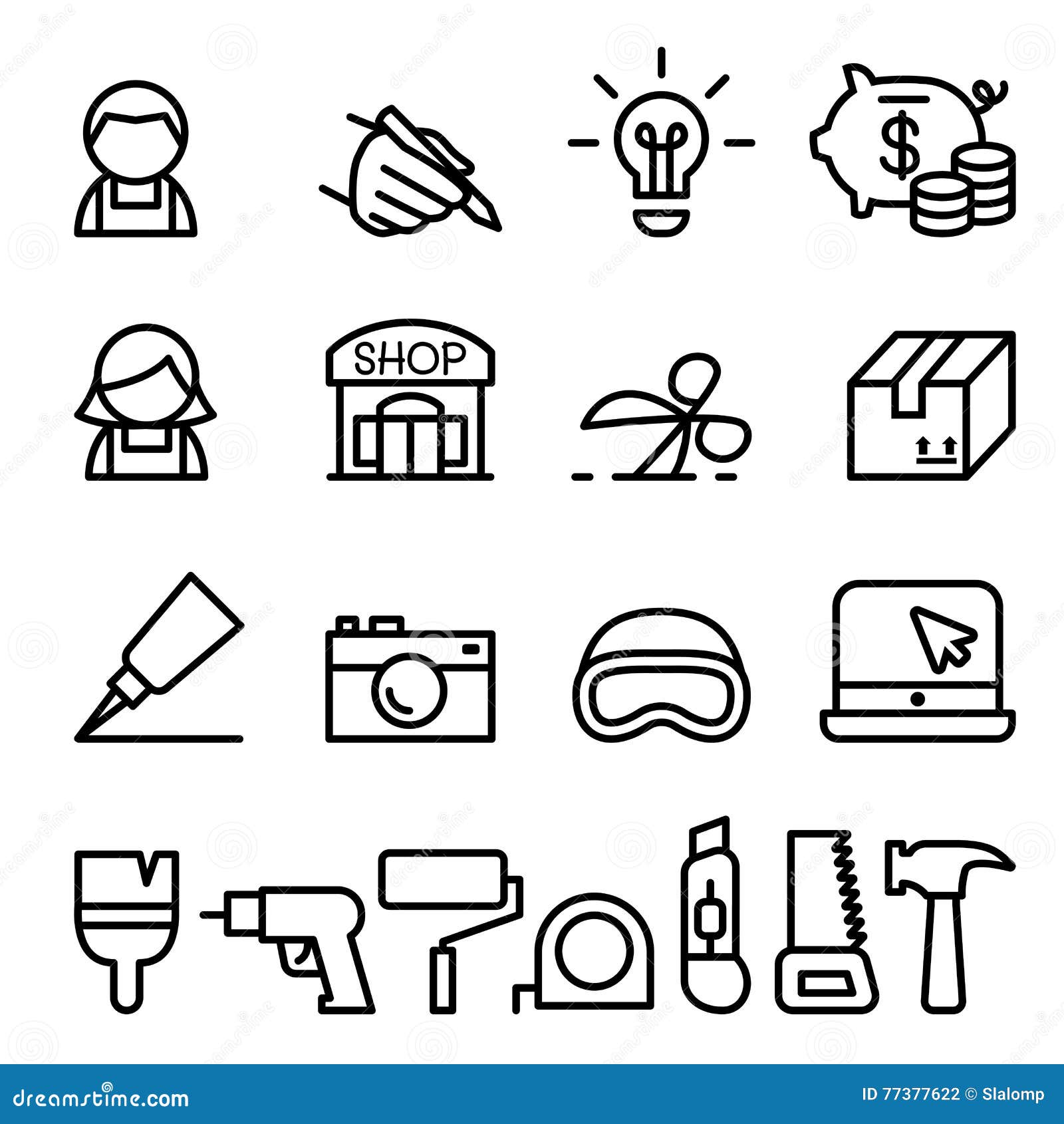 Craftsman Line Icons Collection. Artisan, Creative, Skilled, Masterful ...
