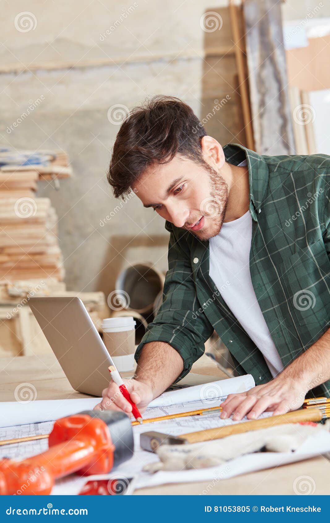 Craftsman Drawing Plan Draft Stock Image - Image of artisan, computer ...