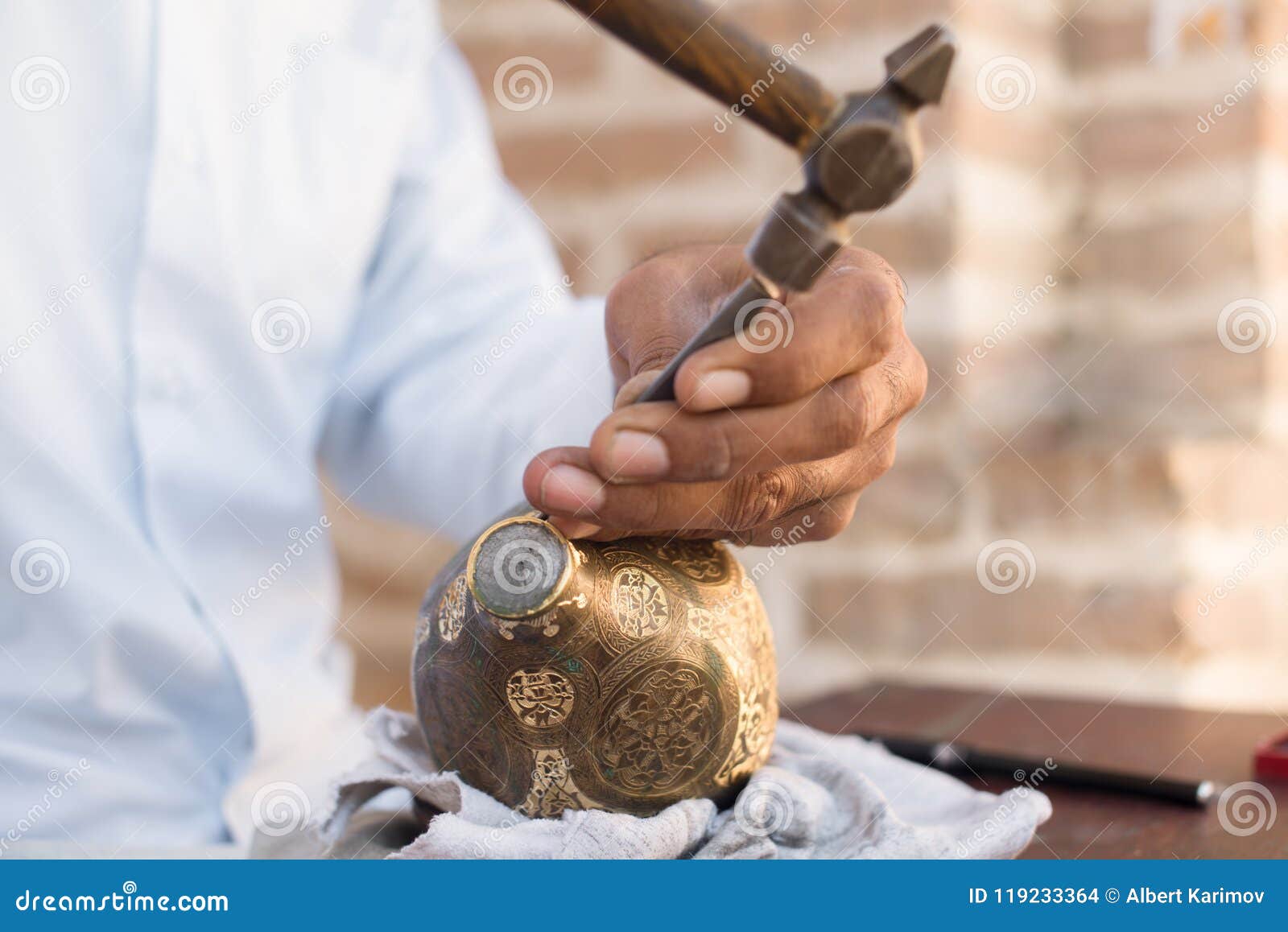 Chaser of copper at work stock photo. Image of artistic - 119233364