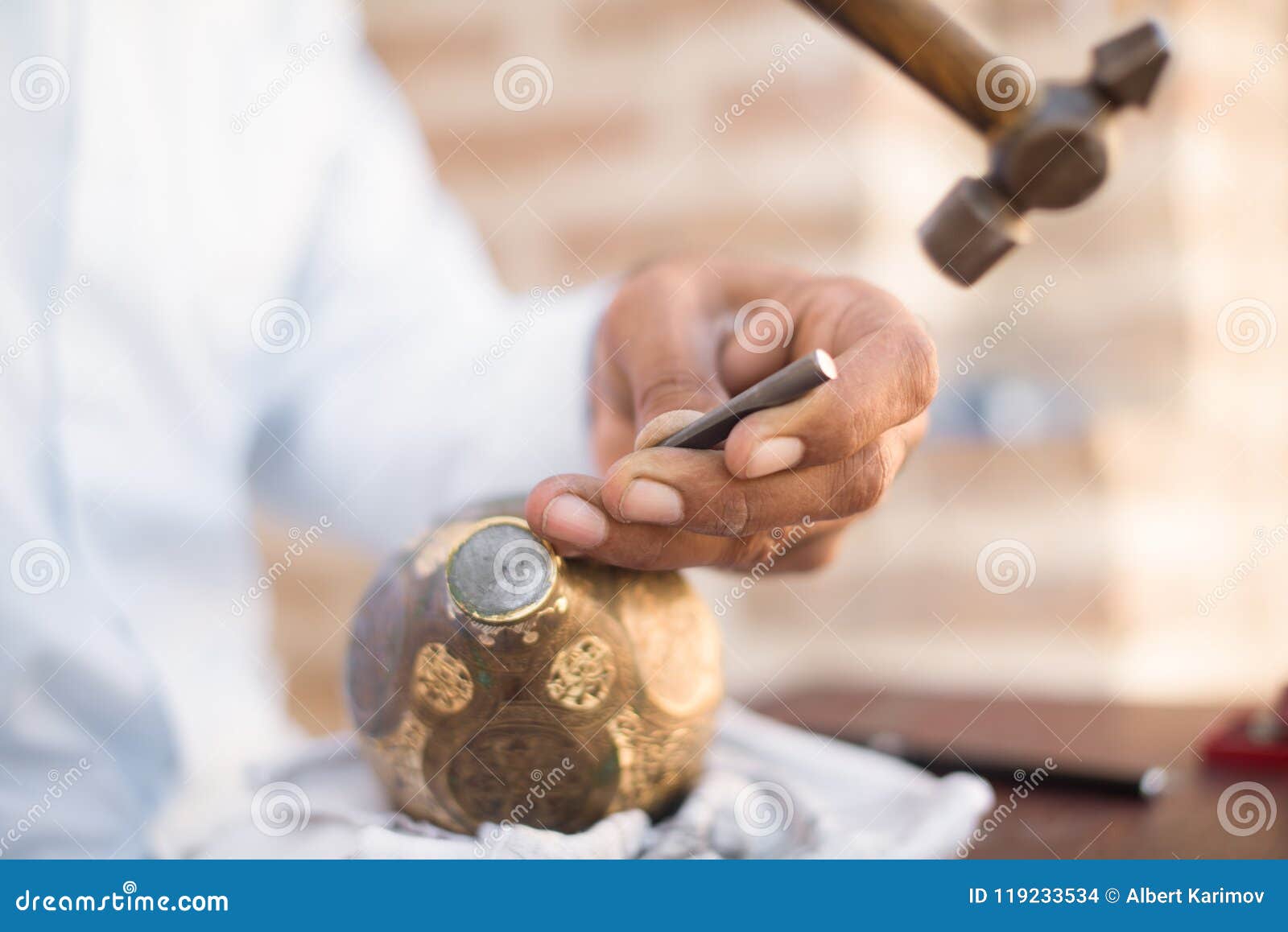 Chaser of copper at work stock photo. Image of chaser - 119233534