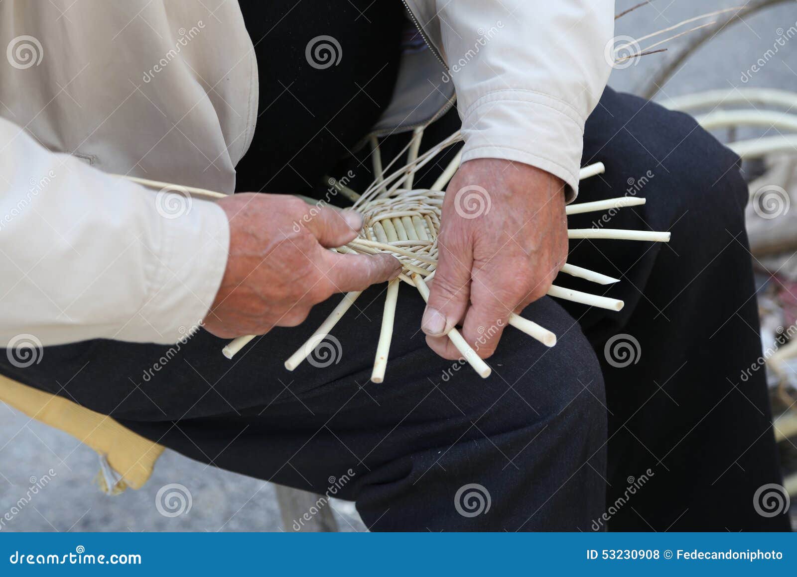 Craftsman Hands while Creates a Wicker Basket Stock Photo - Image of ...