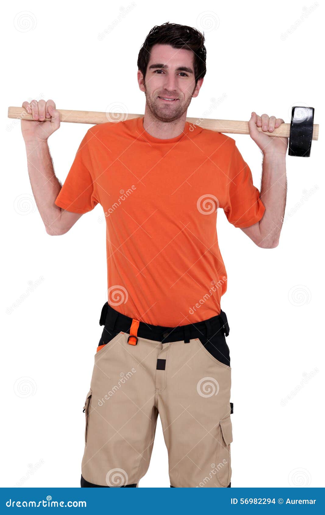 Craftsman holding a hammer stock photo. Image of person - 56982294