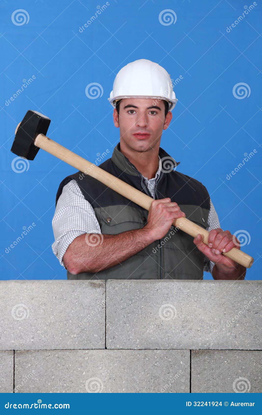 Craftsman Holding a Huge Hammer Stock Photo - Image of repair ...
