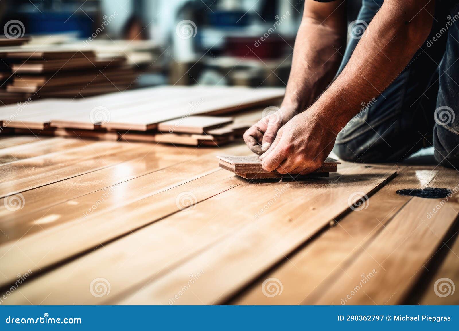A Craftsman Laying Parquet Flooring Stock Illustration - Illustration of vynil, improvement ...