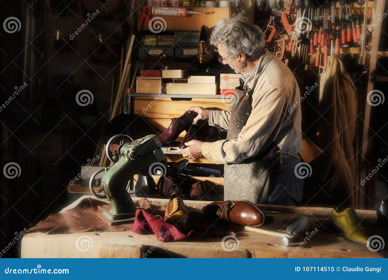 Craftsman Making Luxury Handmade Man Shoes Stock Image - Image of ...