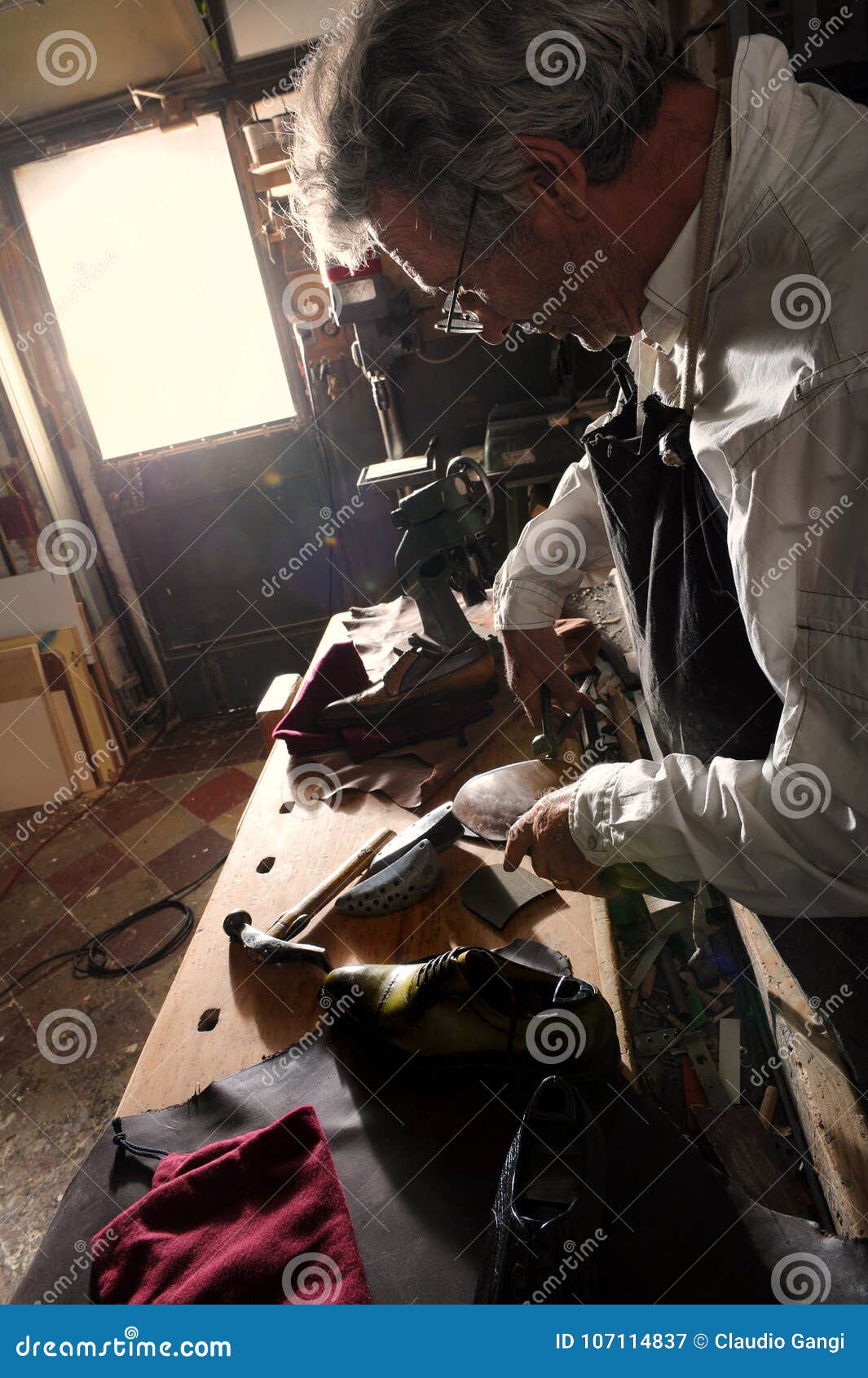 Craftsman Making Luxury Handmade Man Shoes Stock Image - Image of work ...