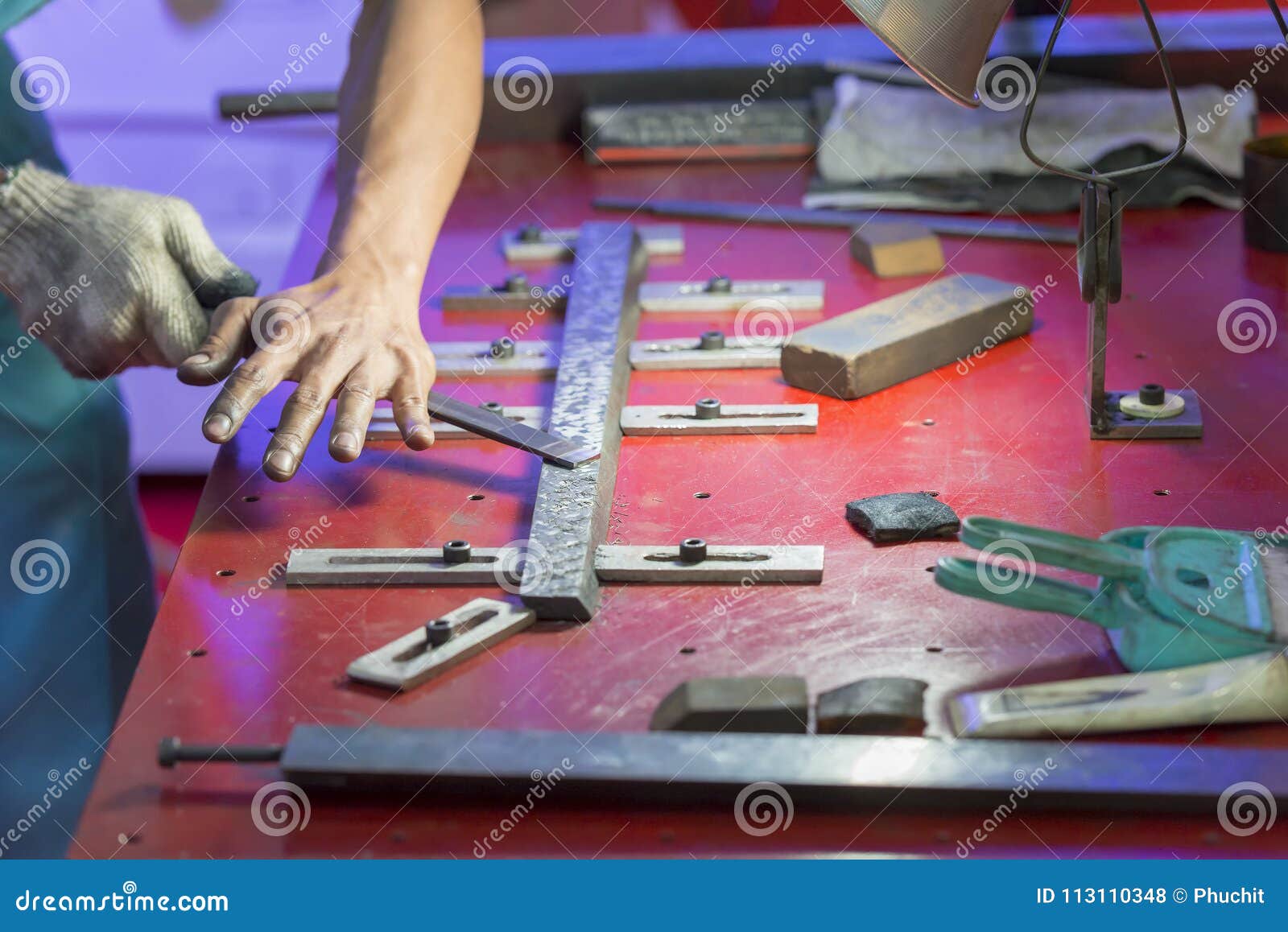 The Craftsman Making the Scraping Process Stock Photo - Image of ...