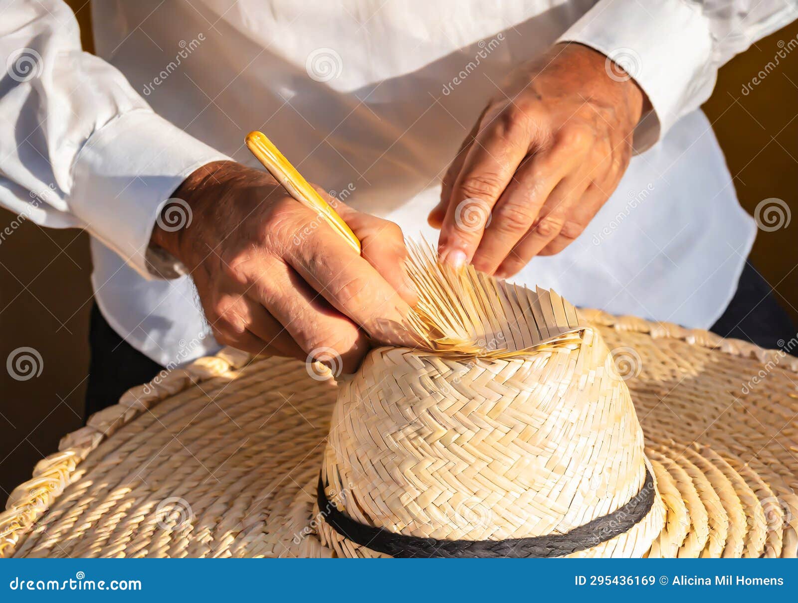 Craftsman Making Straw Hats. Handmade. Traditional Crafts Stock ...