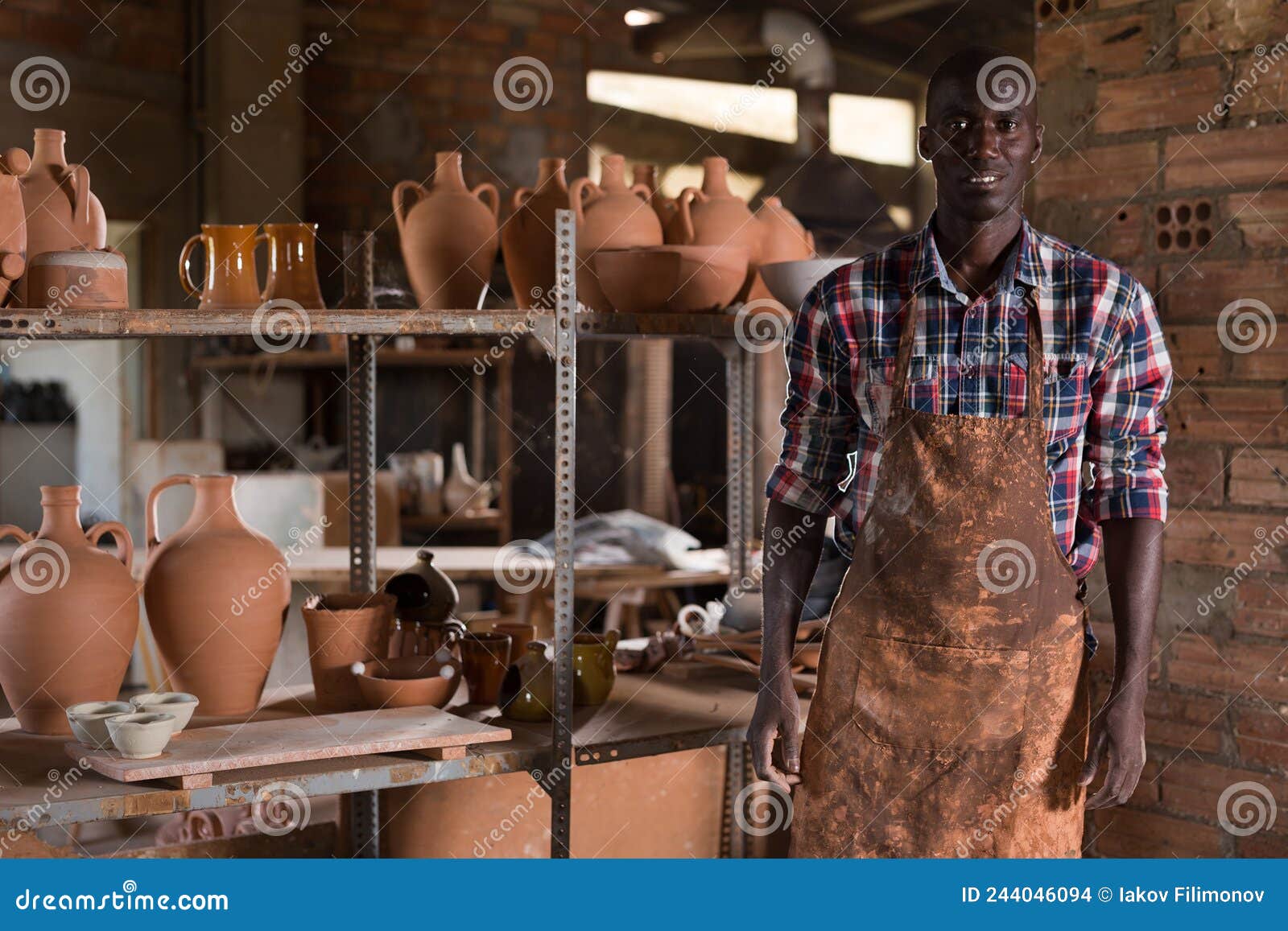 Craftsman in Pottery Workshop Stock Photo - Image of materials, workman ...