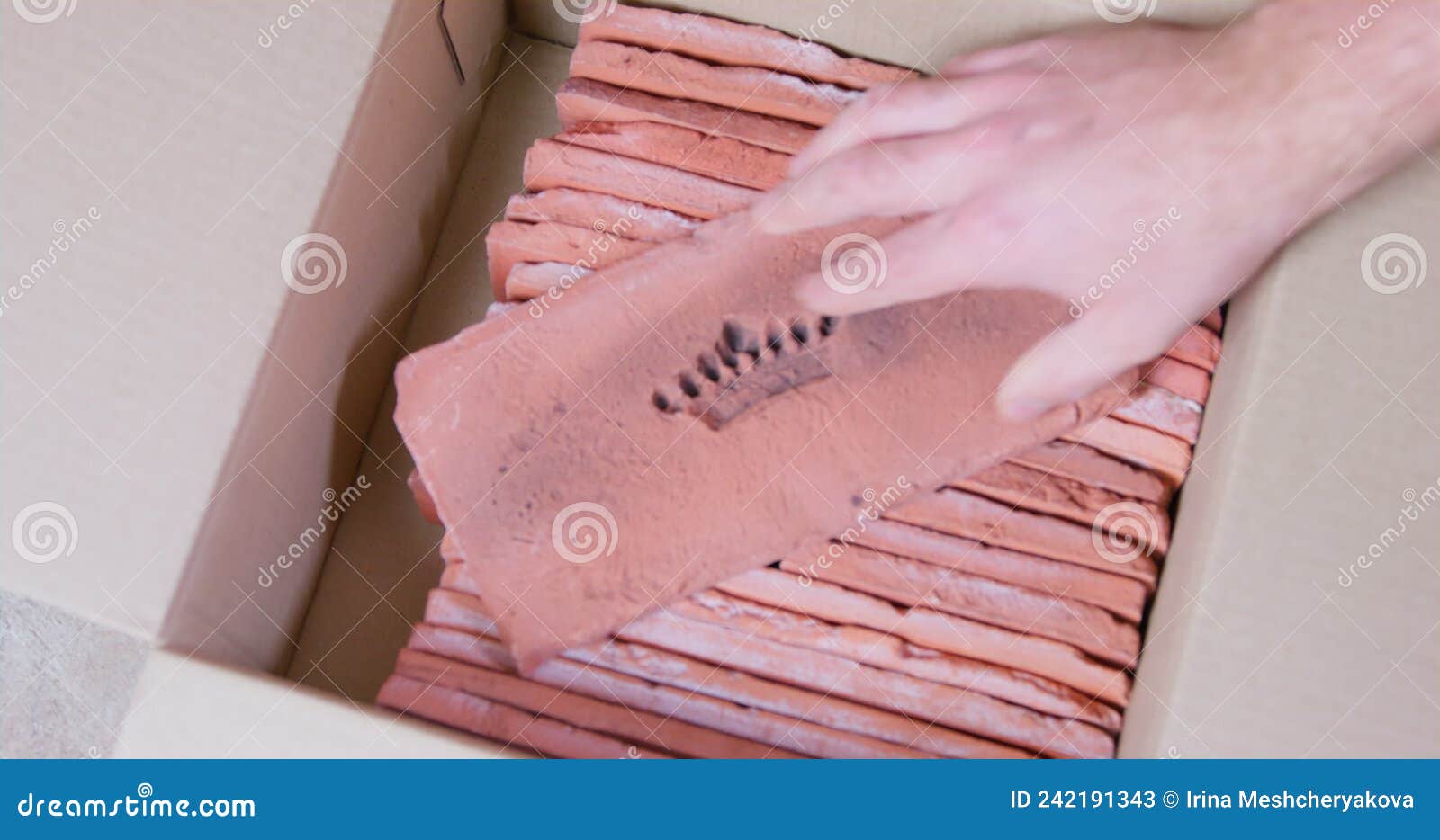 Craftsman Puts Brick Cast with Pattern on Rows of Blocks Stock Video ...