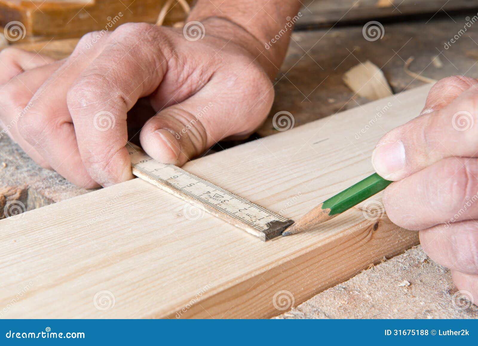 Craftsman with Ruler and Pencil Stock Photo - Image of craftsman ...