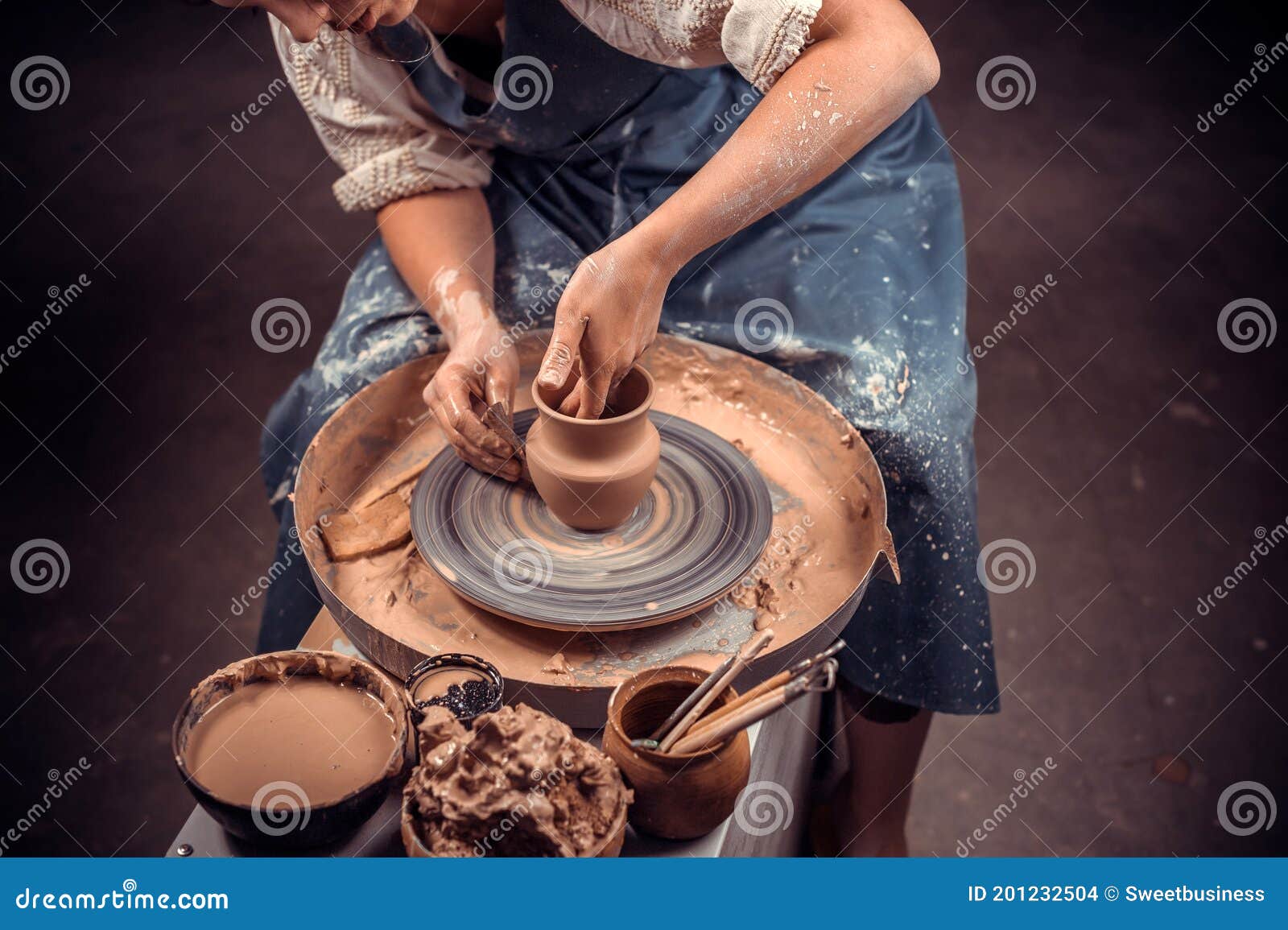 Processing Clay Ware and Making Dishes, Process. Ceramics of Handwork ...
