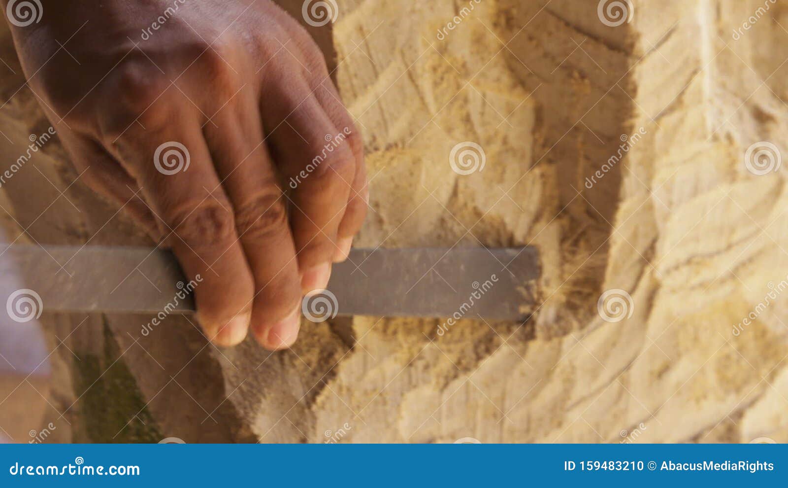A Man Making a Sand Sculpture with a Chisel Stock Footage - Video of ...